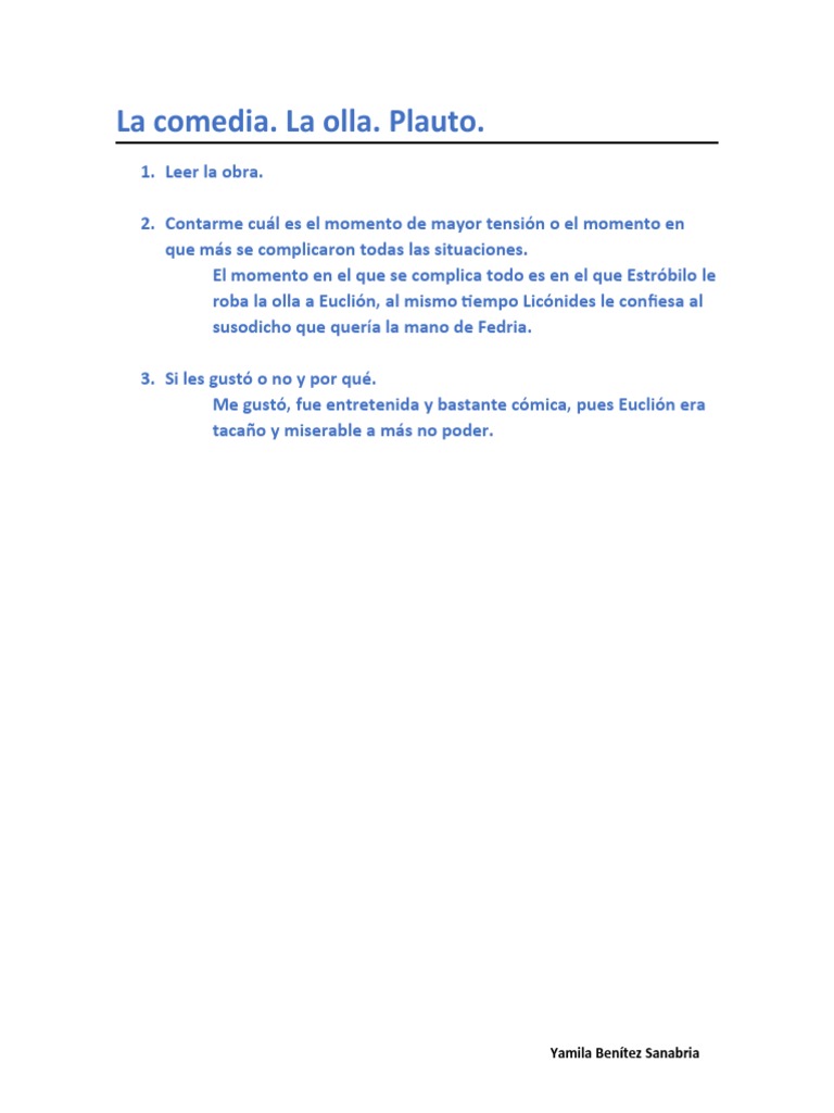 LENGUA (La Comedia) | PDF