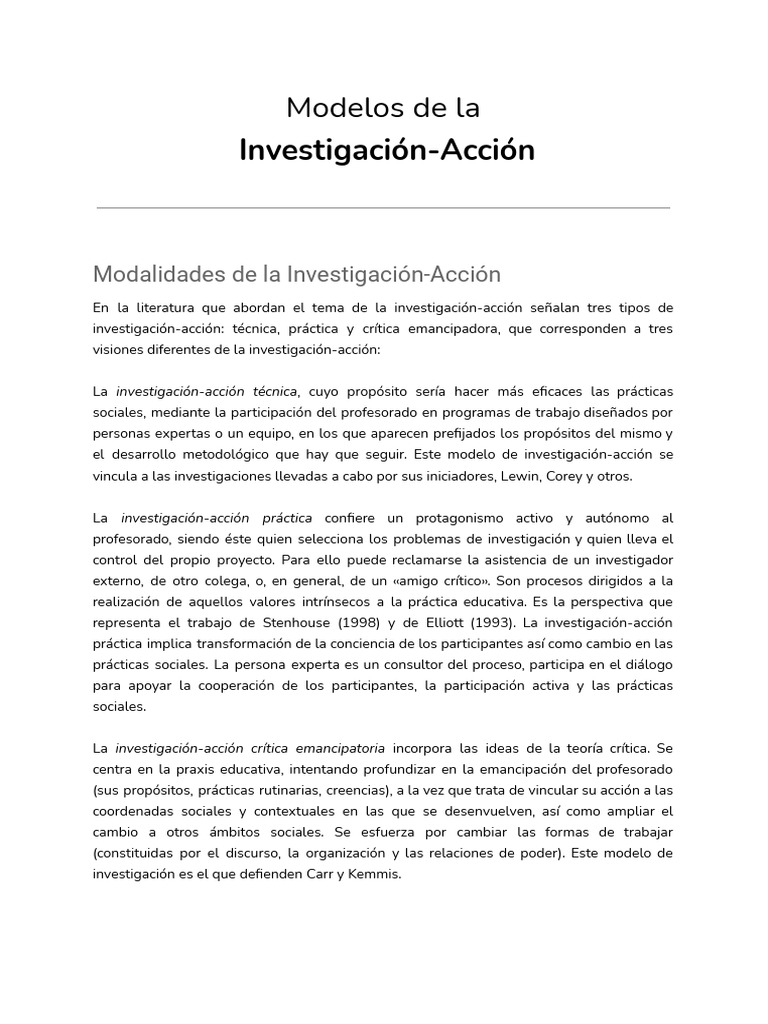 T4 - Modelos - Investigacion-Accion | PDF | Investigación para la Acción | Science