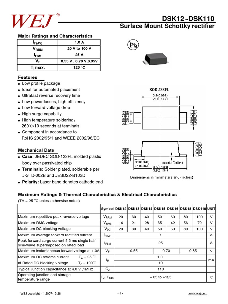 Datasheet | PDF | Rectifier | Diode
