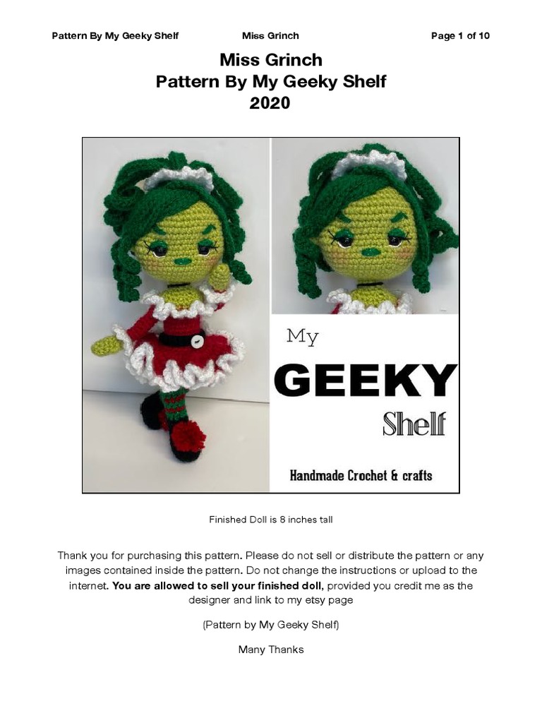 My Geeky Shelf Miss Grinch | PDF | Crochet | Yarn
