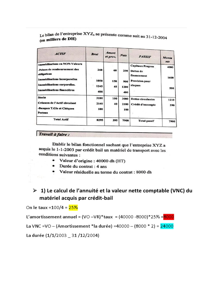 Correction TD 1 Analyse Financière | PDF | Dépréciation | Leasing