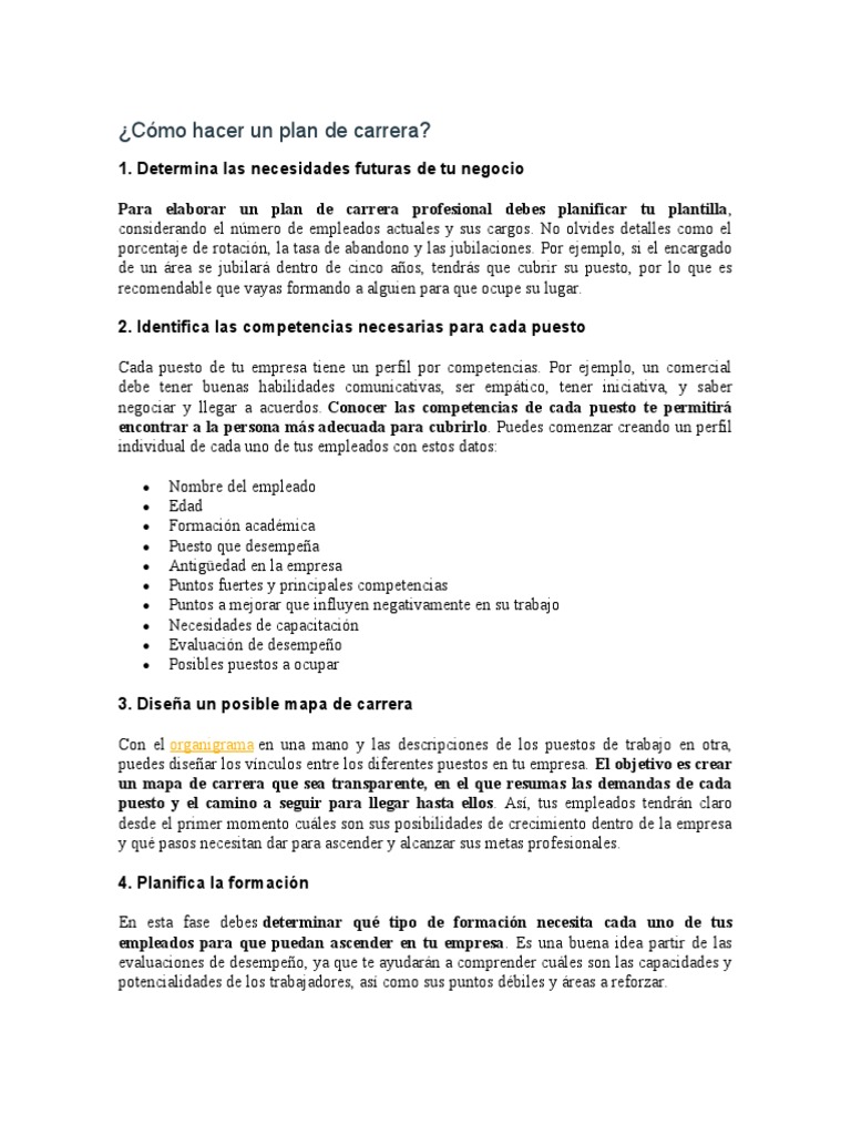 Cómo Hacer Un Plan de Carrera | PDF | Business | Evaluación