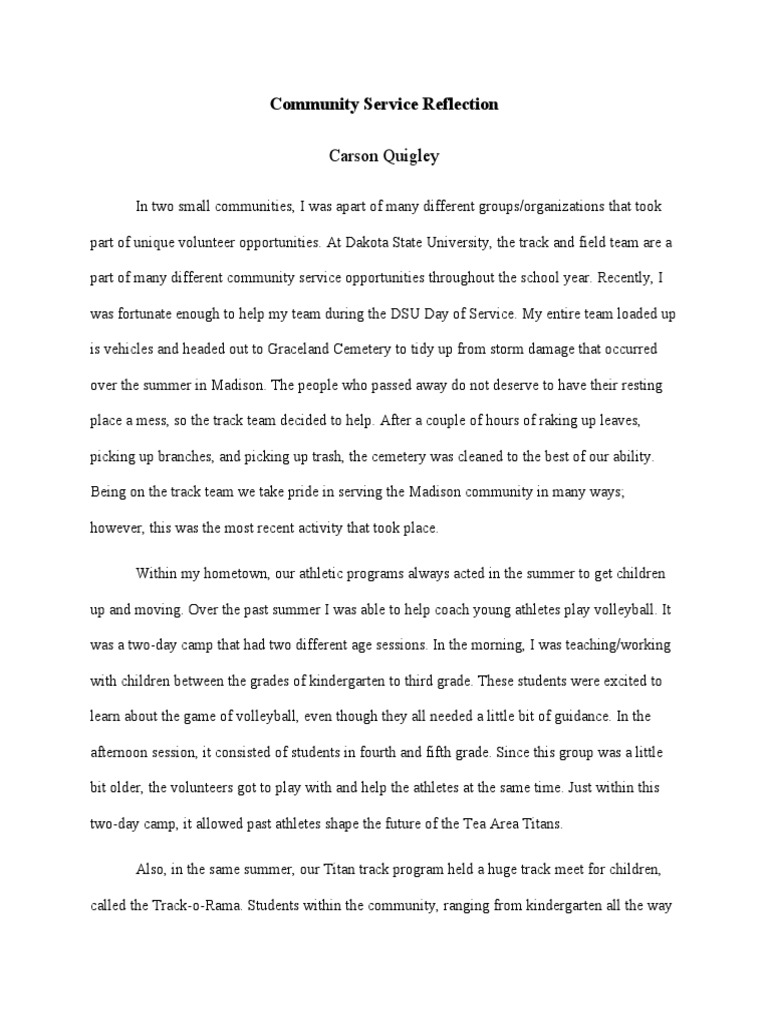 Community Service Reflection Paper | PDF | Learning
