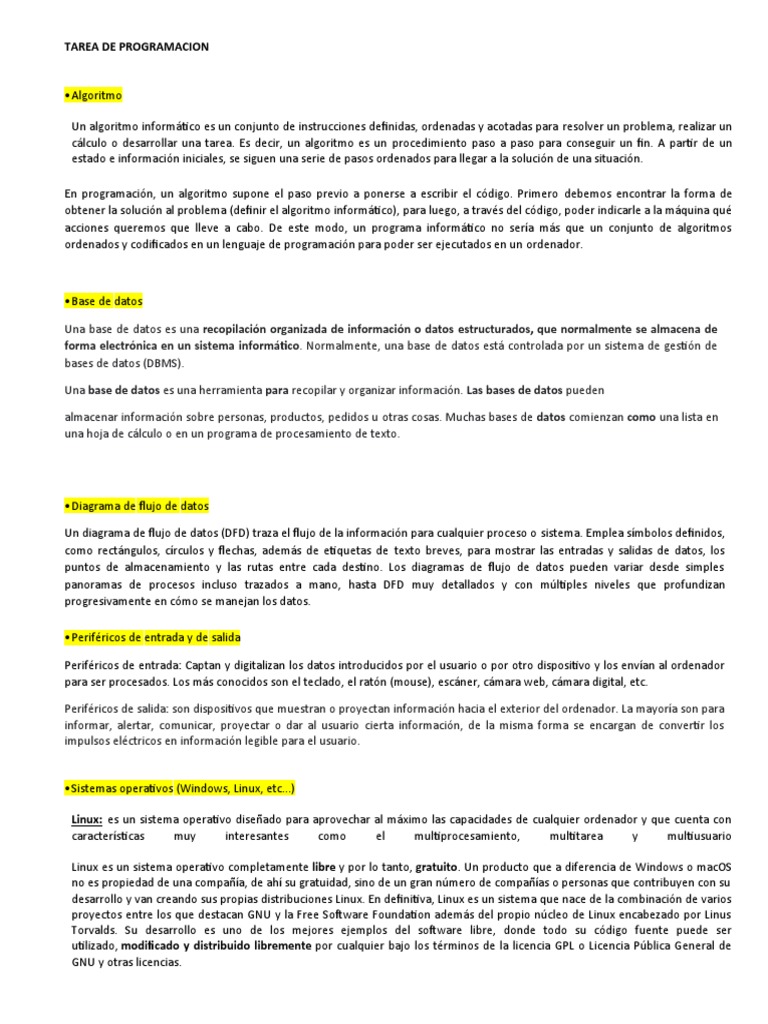 Tarea de Programacion | PDF | Computación en la nube | Distribución de Linux