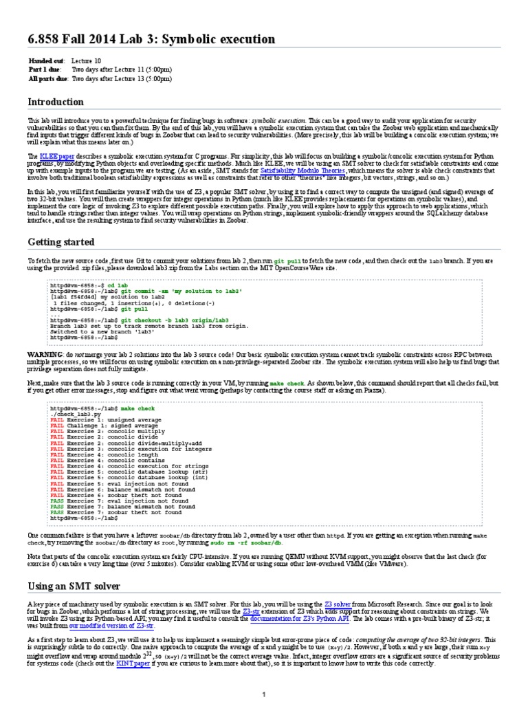 MIT6 858F14 Lab3 | Descargar gratis PDF | Boolean Data Type | Information Age