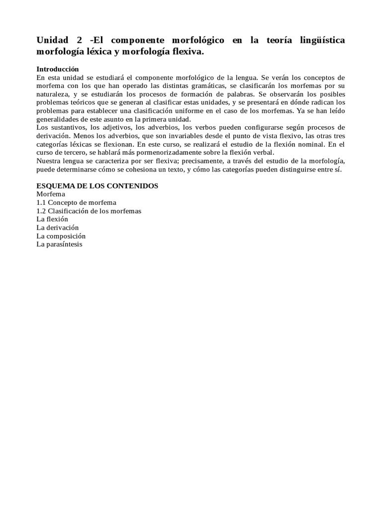 El Componente Morfológico | PDF