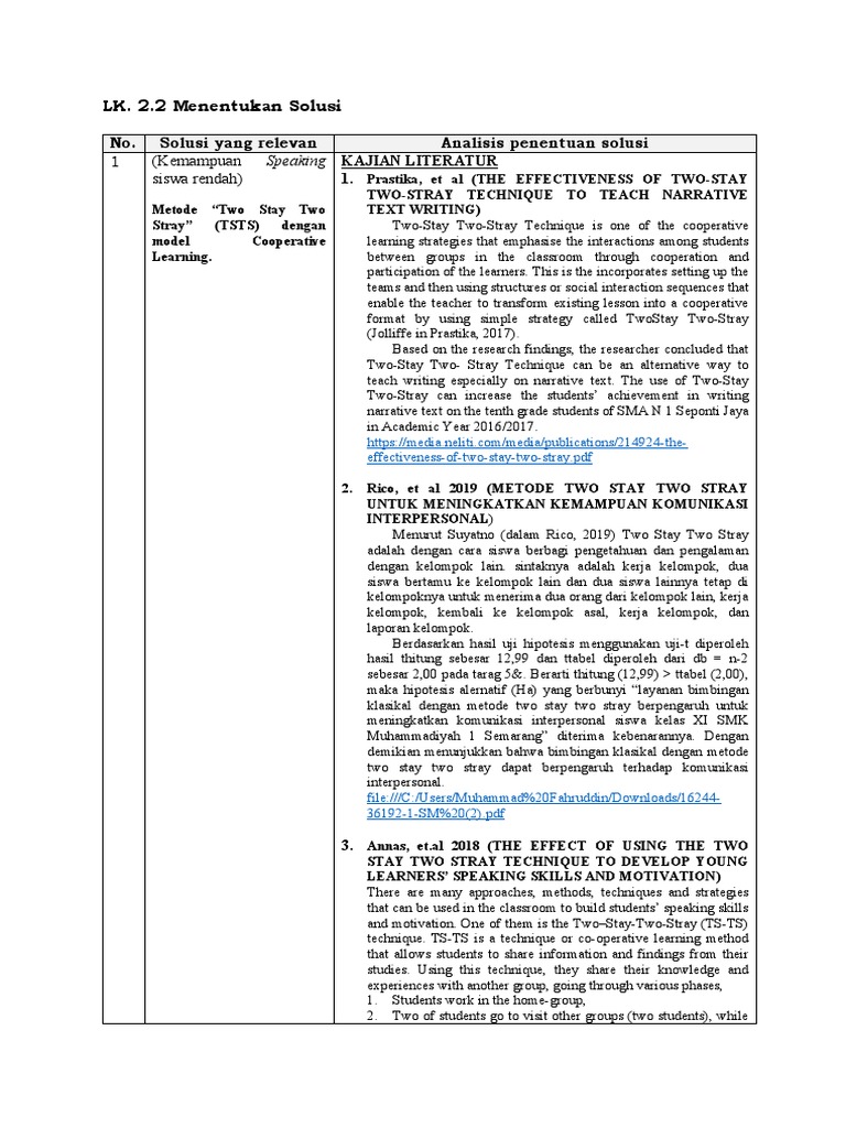 LK. 2.2 Menentukan Solusi | PDF
