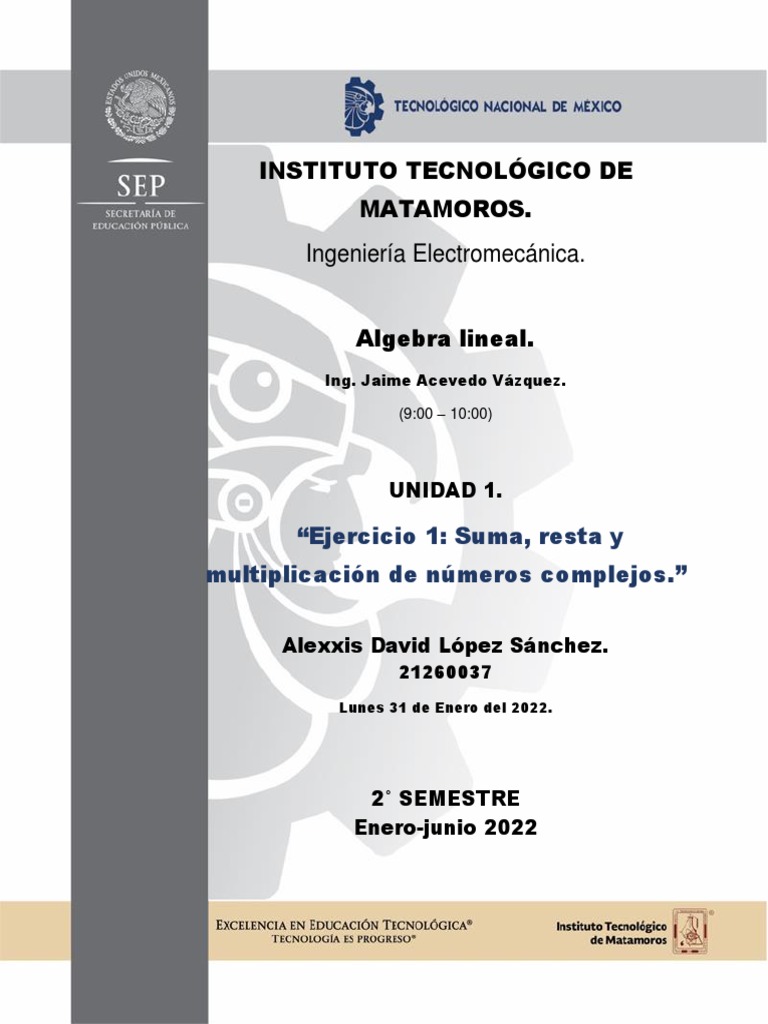 Instituto Tecnológico de Matamoros.: Ingeniería Electromecánica | PDF