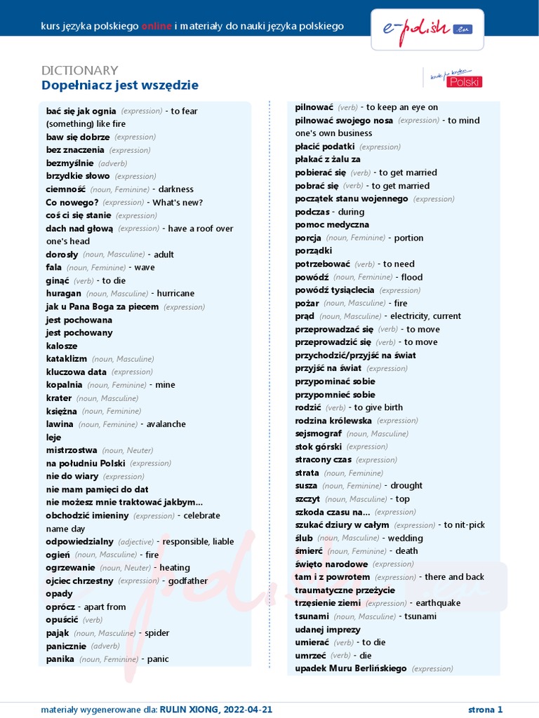 Polish Words | PDF
