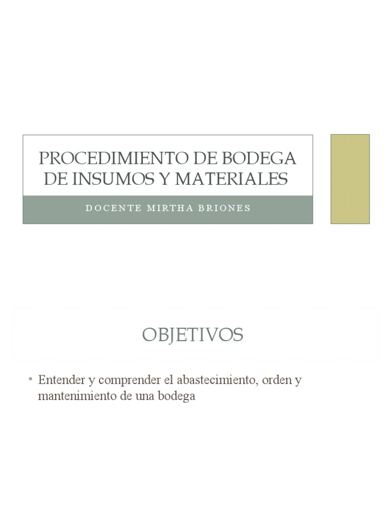 Procedimiento de Bodega de Insumos y Materiales | PDF | Bancos | Dinero