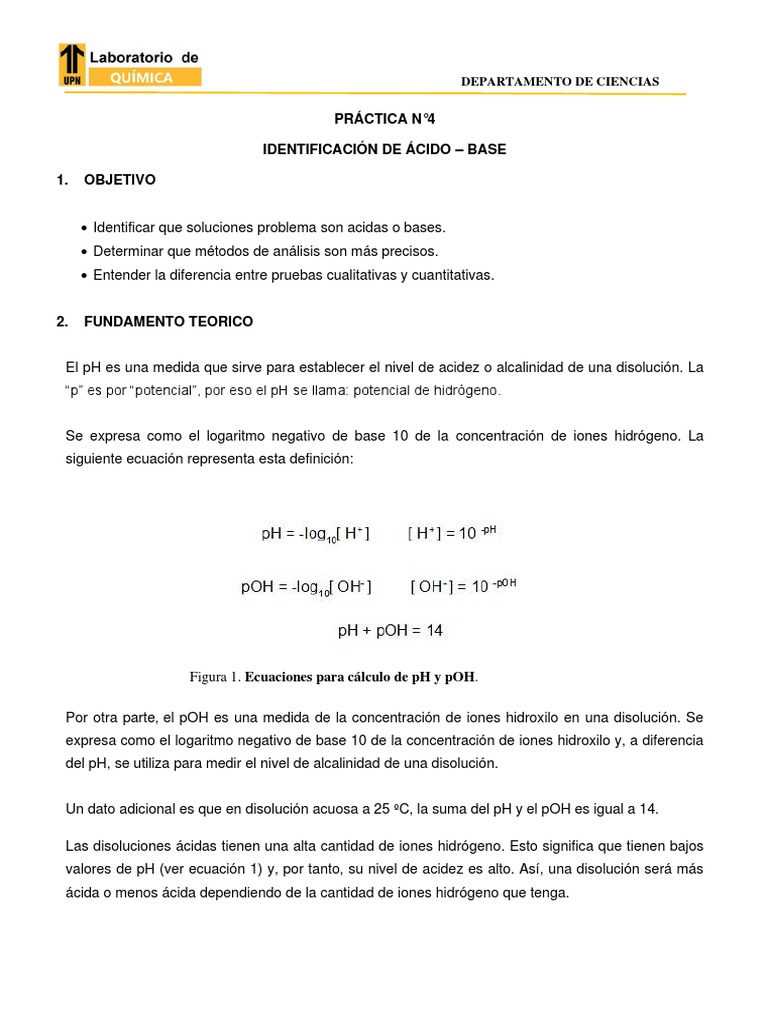 Práctica Nº04 - Identificación de Ácido - Base | PDF | Ph | Química