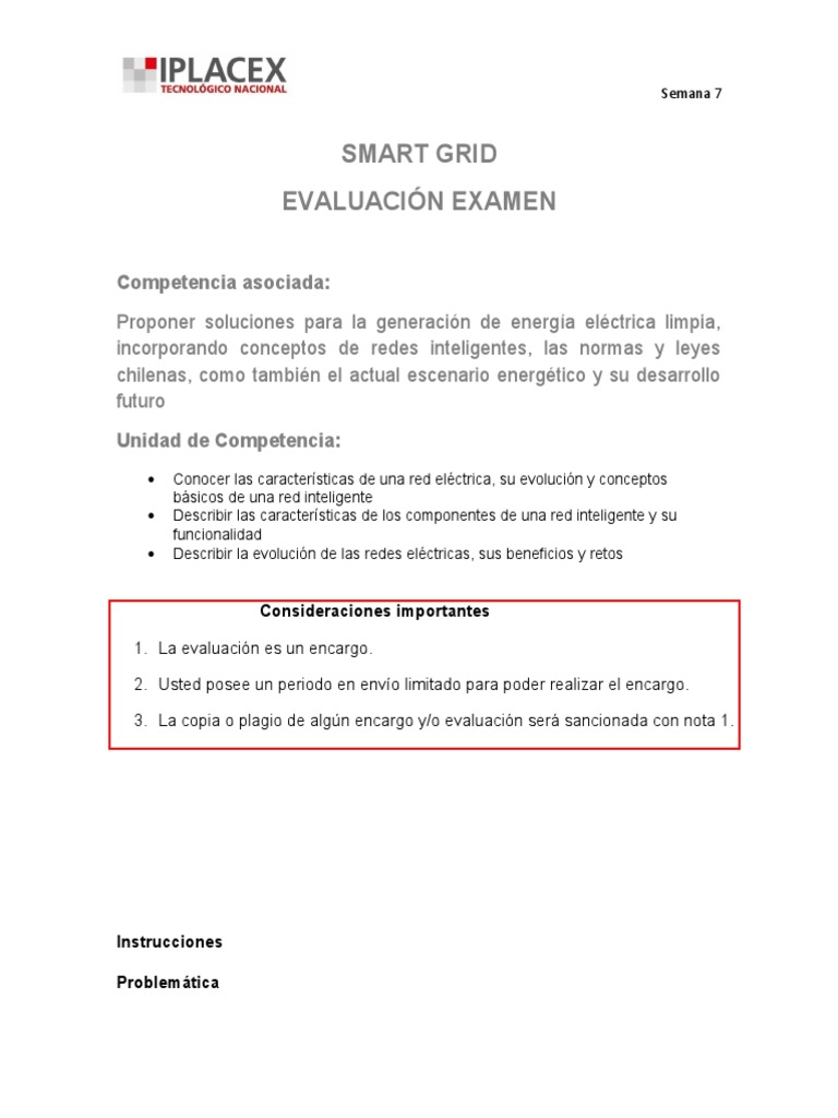 Examen Smart Grid - 7A | PDF | Red inteligente | Ingenieria Eléctrica