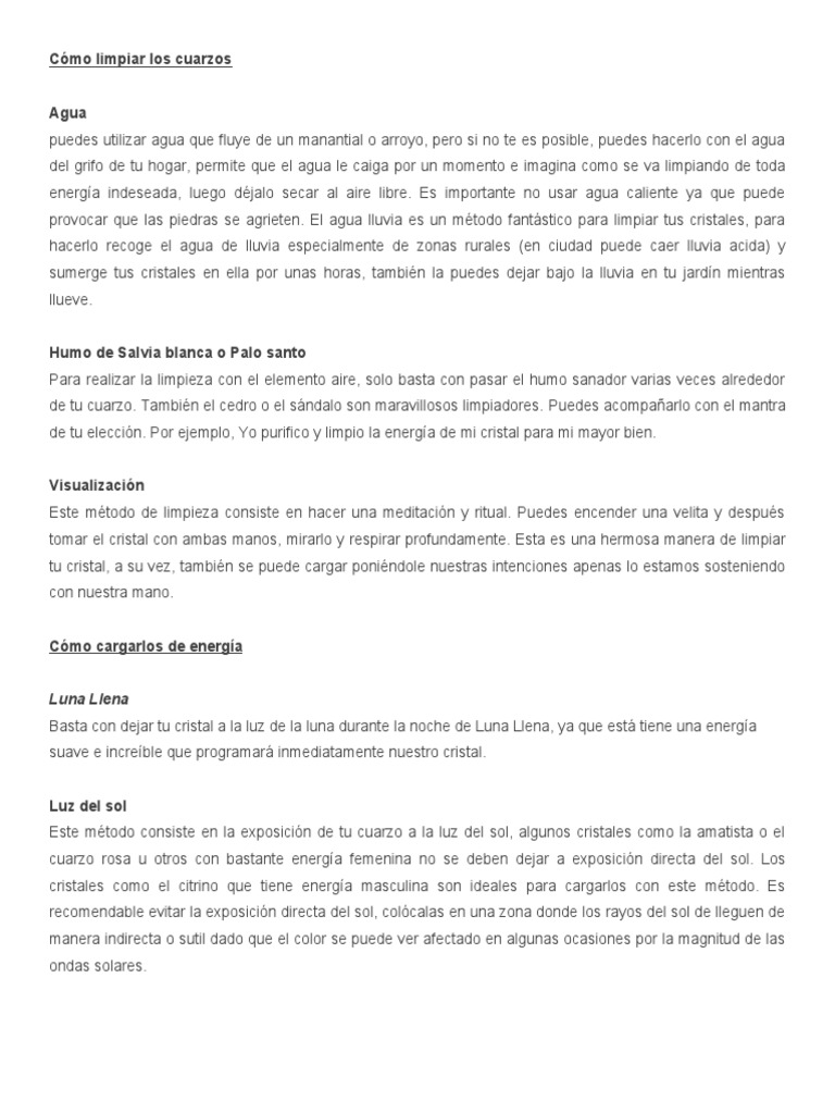 Cómo Limpiar Los Cuarzos | PDF | Mente | Amor
