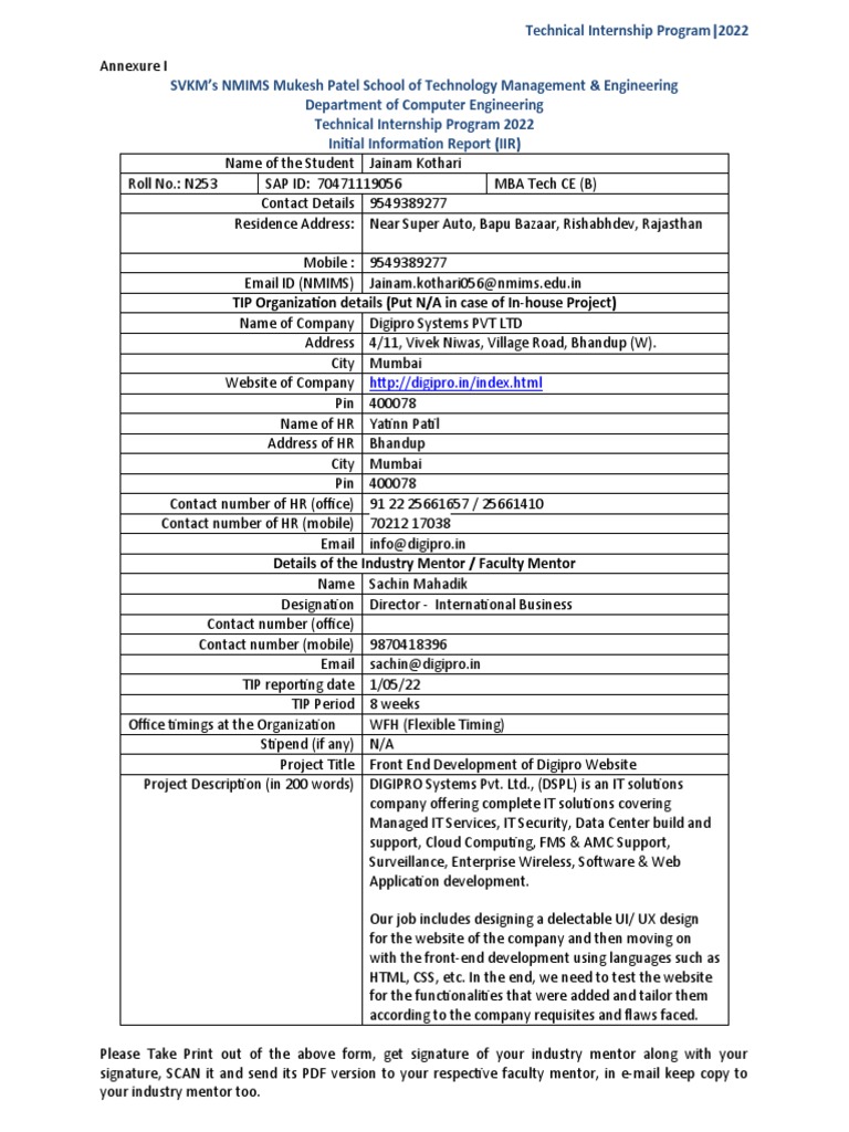 TIP IIR JainamKothari | PDF | Computing | Information Age