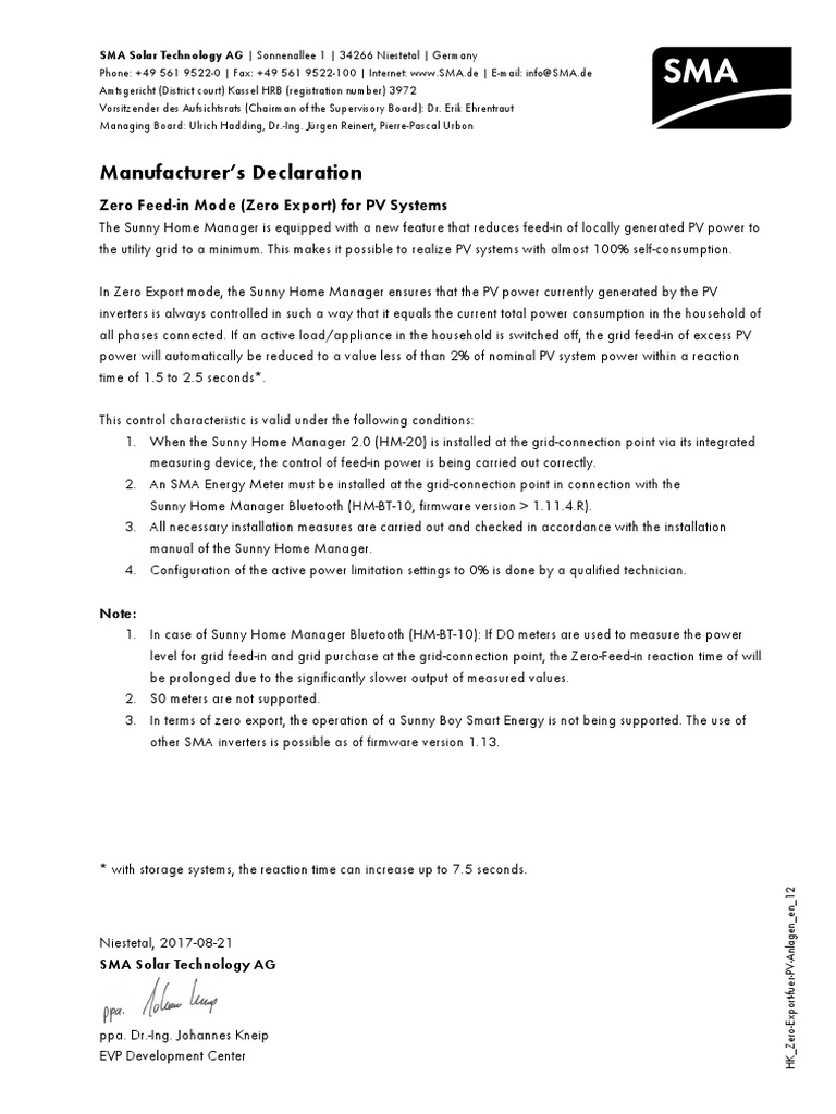 Zero Export Function for PV Systems | PDF | Electrical Grid ...