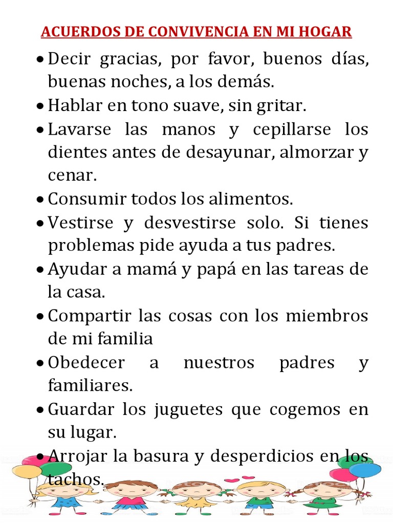 Normas de Convivencia en El Hogar | PDF