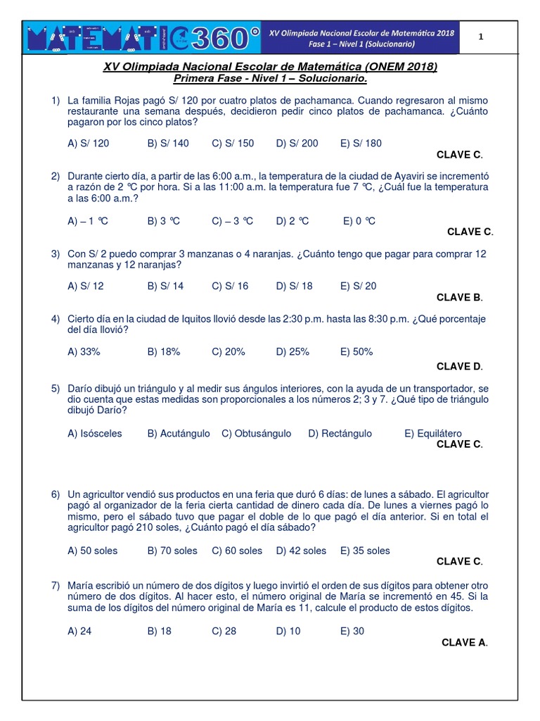 Onem 2018 F1N1 | PDF | Triángulo