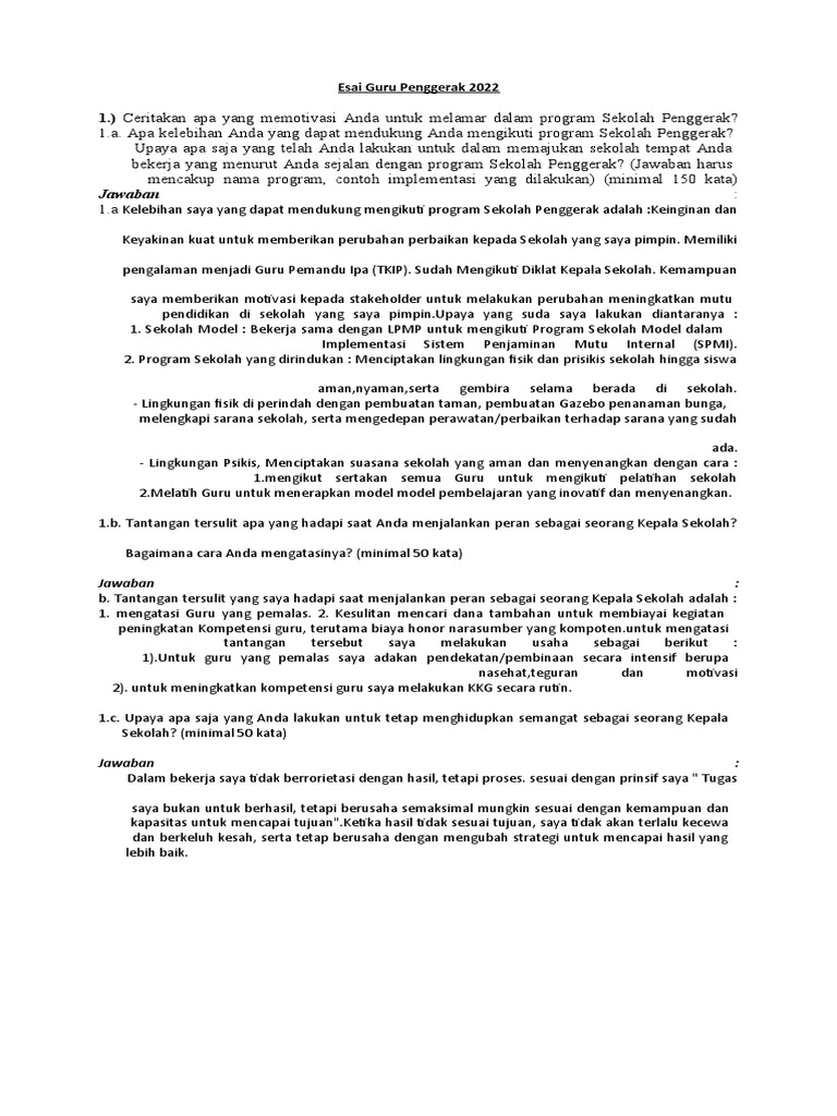 Esai Guru Penggerak 2022 | PDF