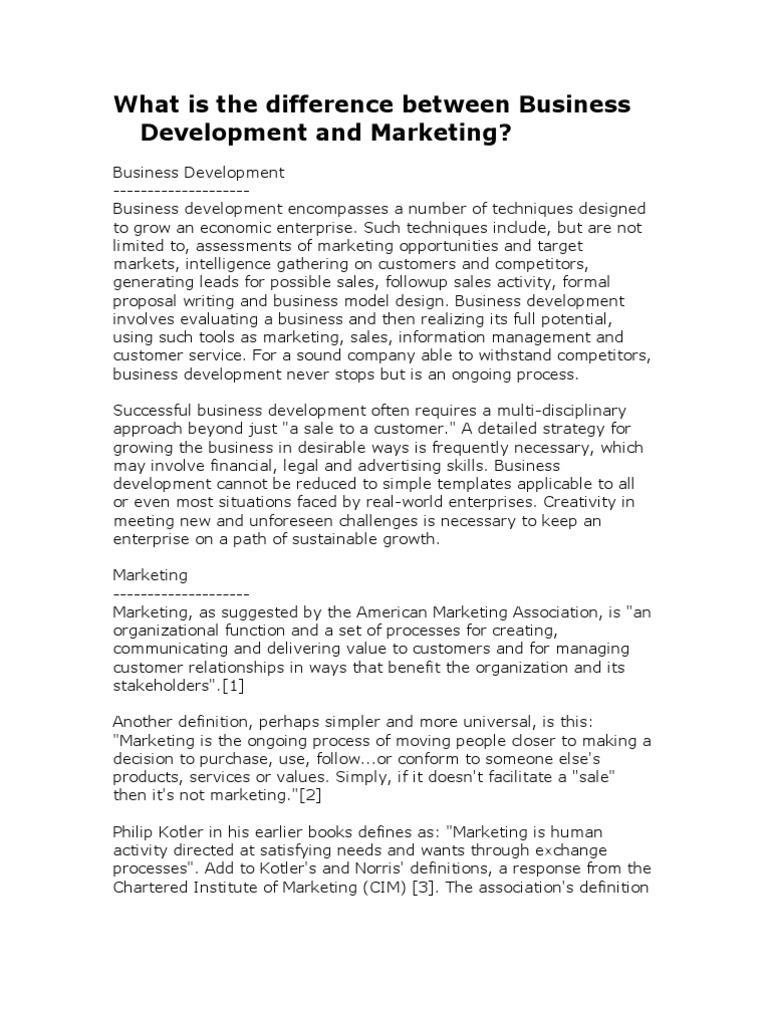 What Is The Difference Between Business Development and Marketing | PDF ...