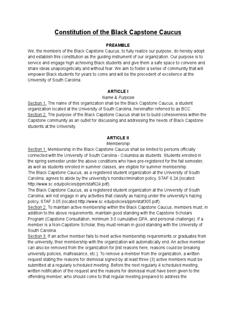 Constitution of The Black Capstone Caucus | PDF | Board Of Directors ...