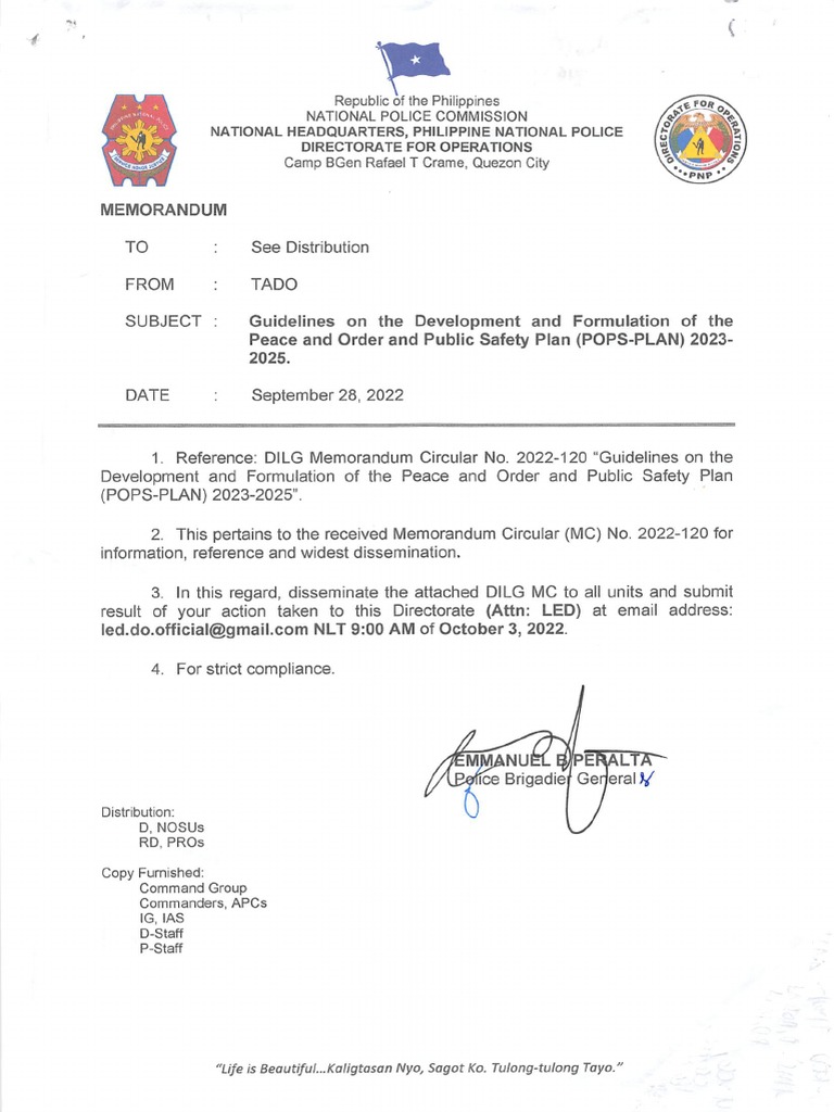 With Attachment (Tado Signed) Guidelines On The Development and ...