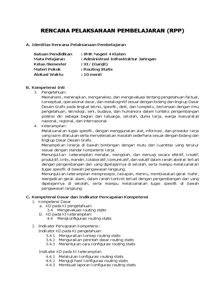 RPP AIJ - Routing Statis | PDF