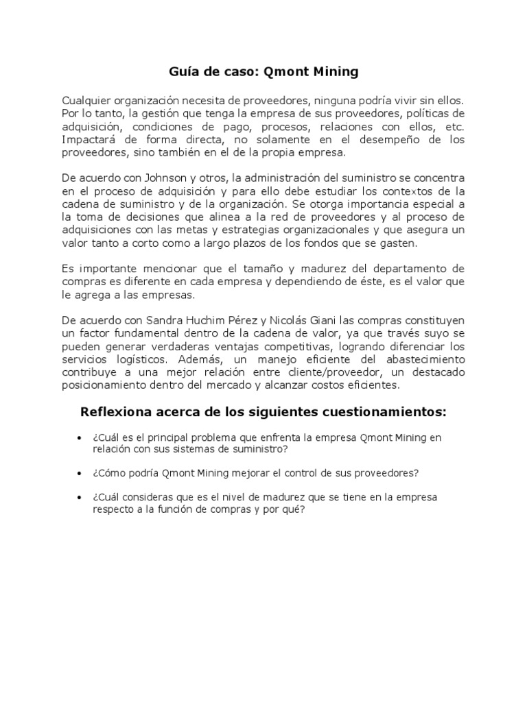 Guía de Caso Qmont Mining | PDF