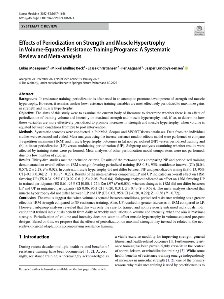 Efects of Periodization On Strength and Muscle Hypertrophy in Volume ...