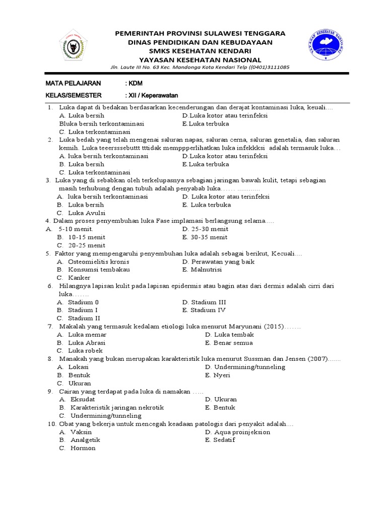 Soal KDM KLS Xii Keperawatan 2020 | PDF
