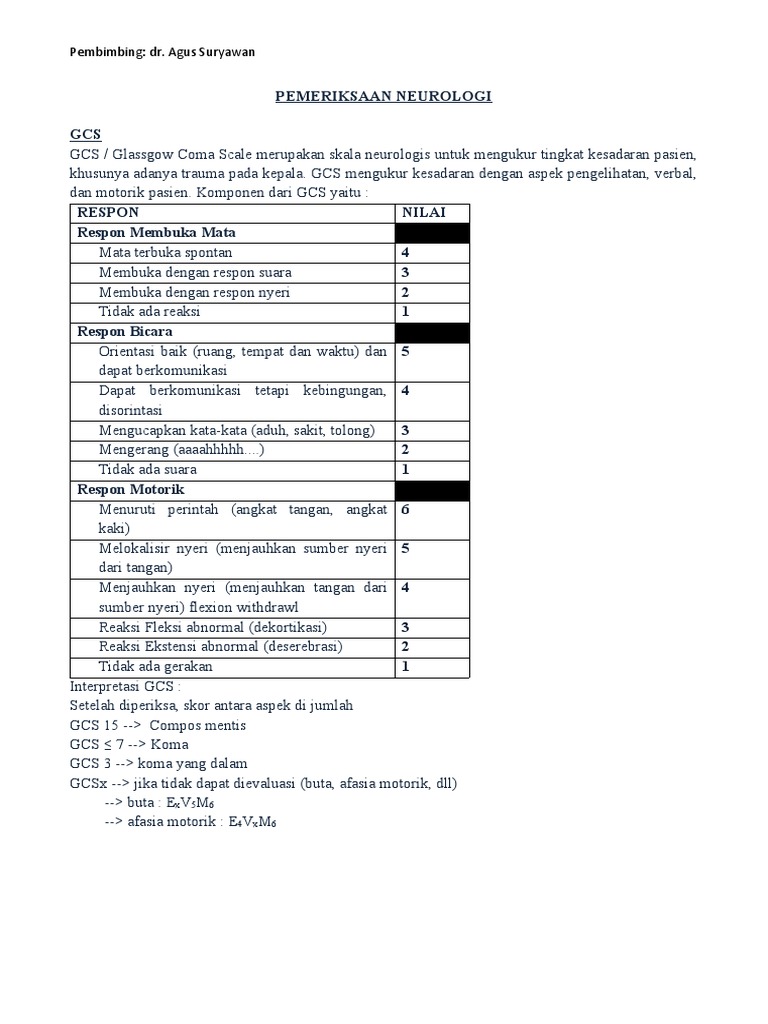 Pemeriksaan Neurologis | PDF