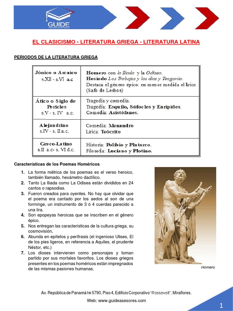 Semana 2 El Clasicismo Literatura Griega Literatura Latina 1 | PDF | Ilíada | Agamenón