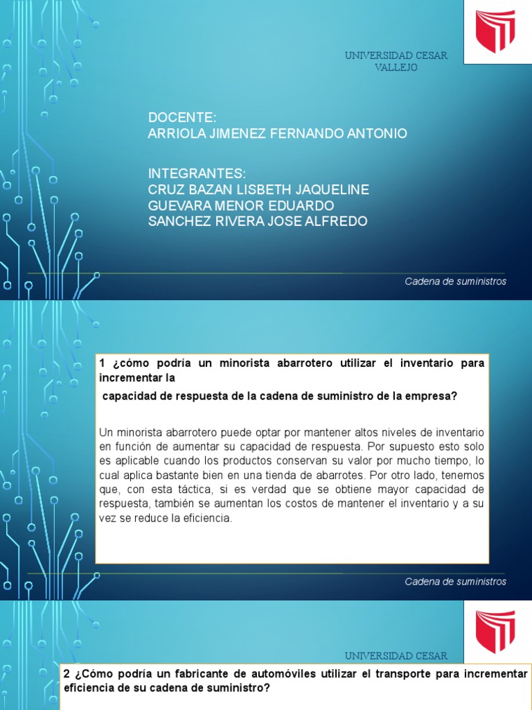 Preguntas Cedena de Suministros | PDF | Inventario | Cliente