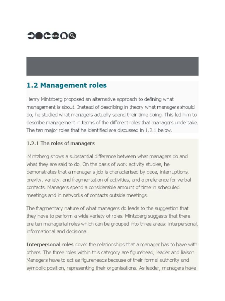 Mintzberg's Managerial Roles Explained | PDF | Economies | Cognition