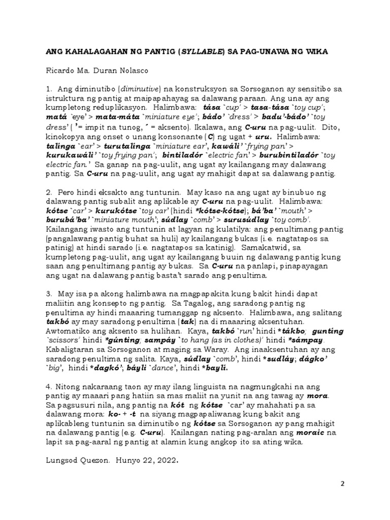 Ang Kahalagahan NG Pantig 666 Usm | PDF