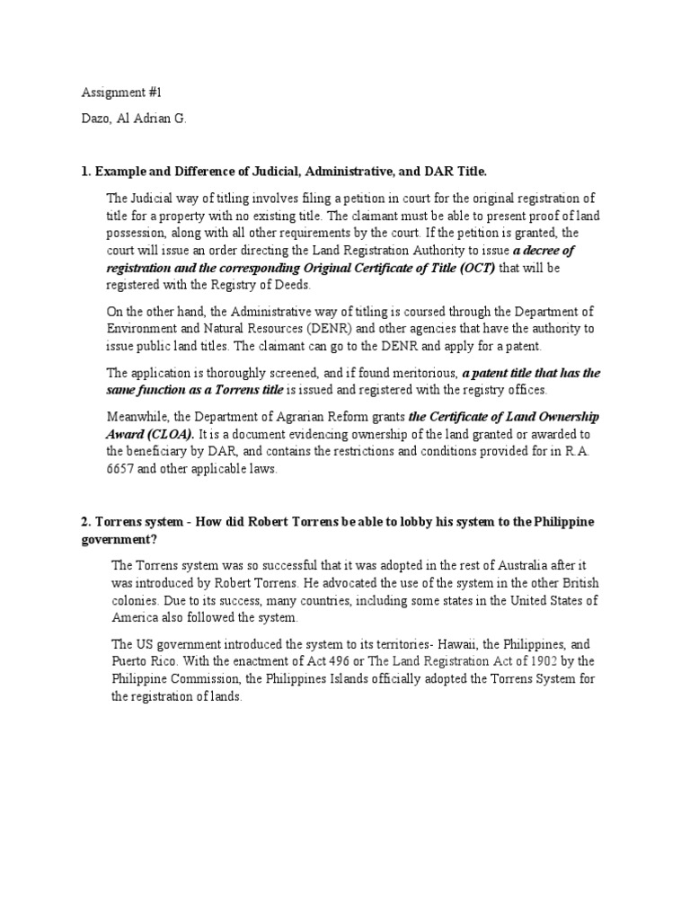 Assignment1 - DAZO Al Adrian | PDF | Social Science | Law