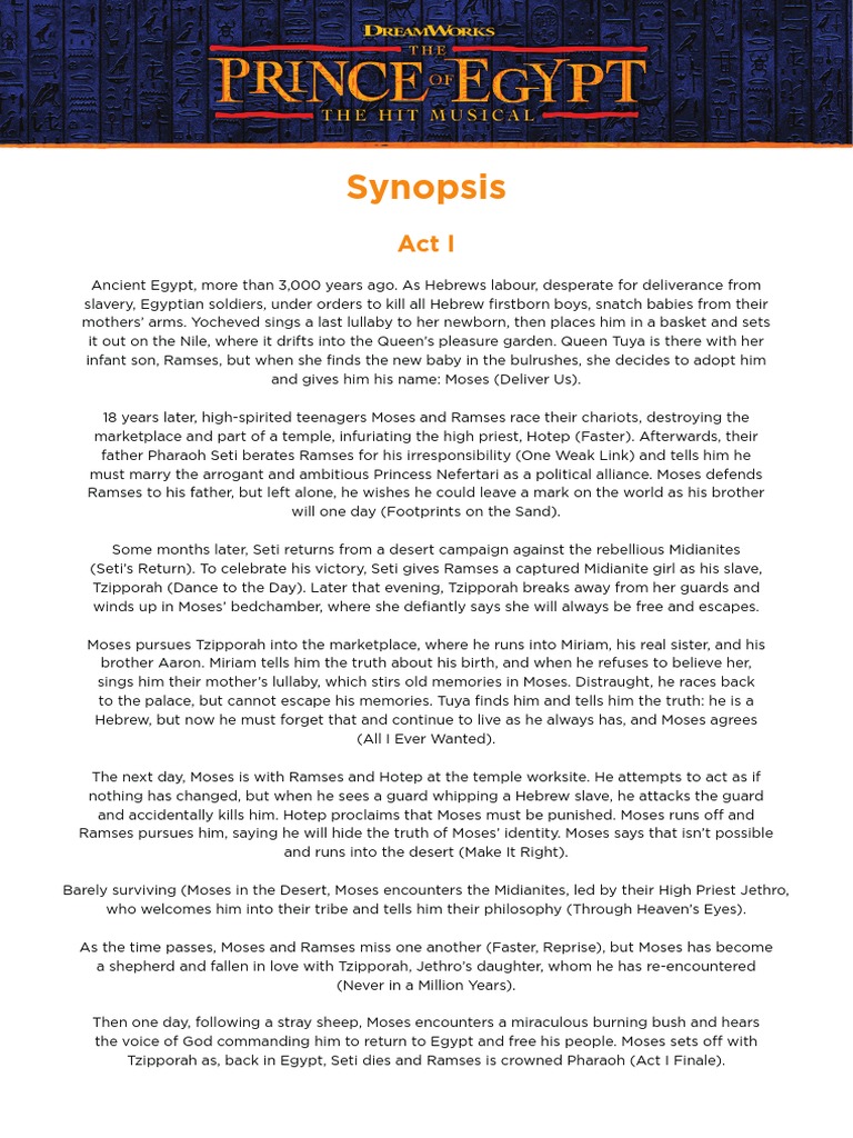 The Prince of Egypt Sinopse | PDF | Moses | Miriam
