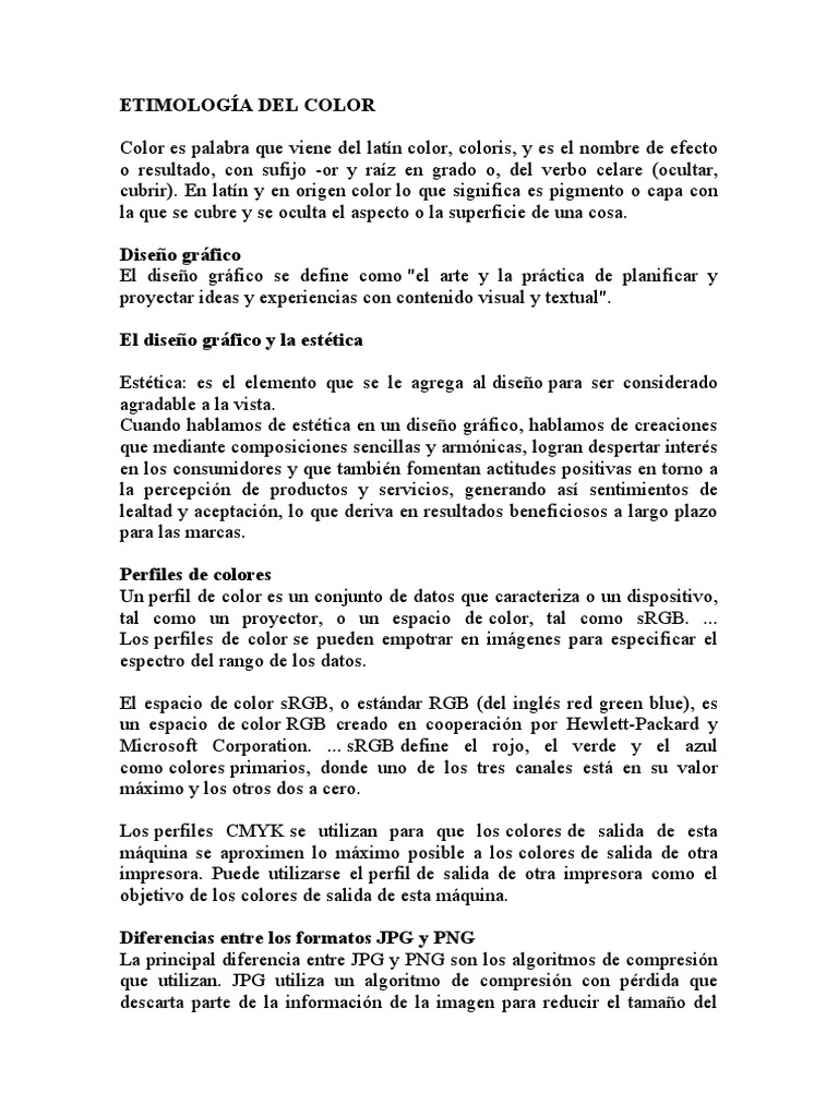 Etimología Del Color | PDF | Color | Procesamiento de imágenes