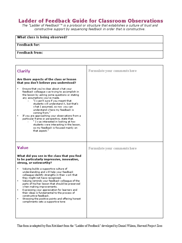 Classroom Feedback Protocol Guide | PDF | Thought | Psychological Concepts
