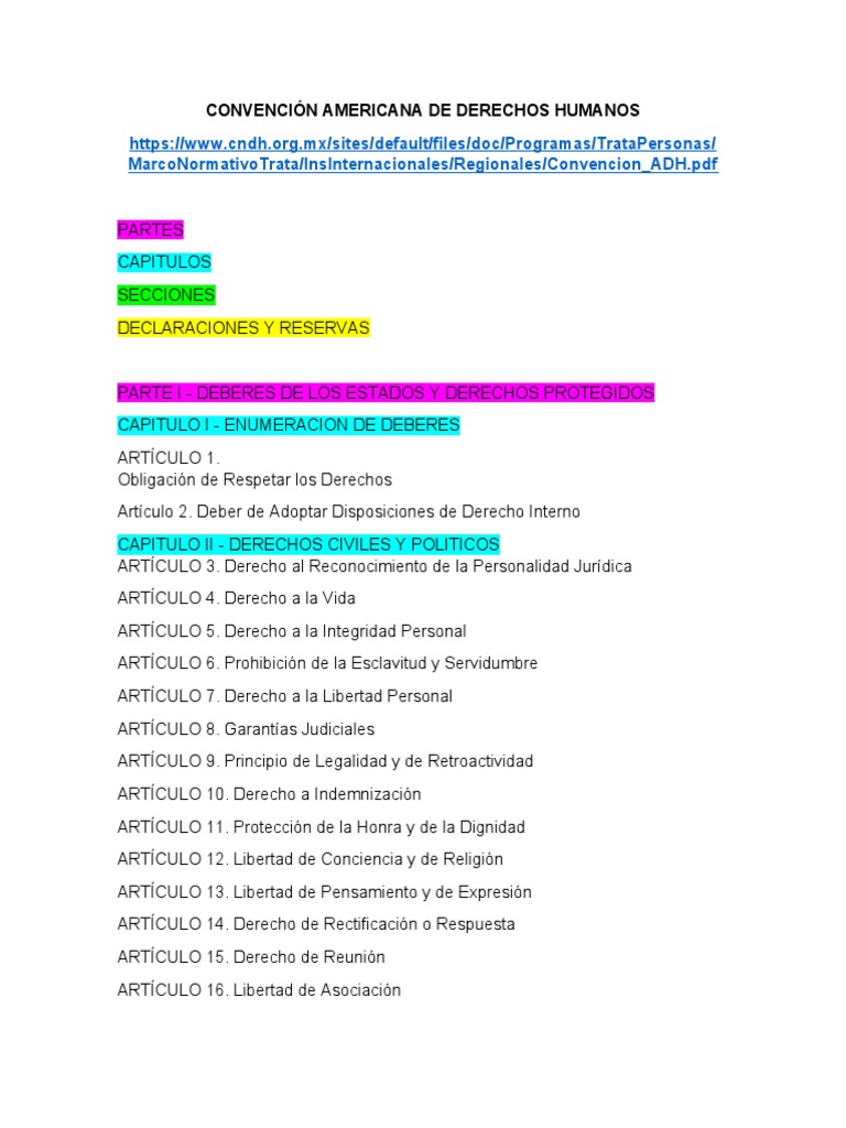 Convención Americana De Derechos Humanos Pdf Derechos Civiles Y