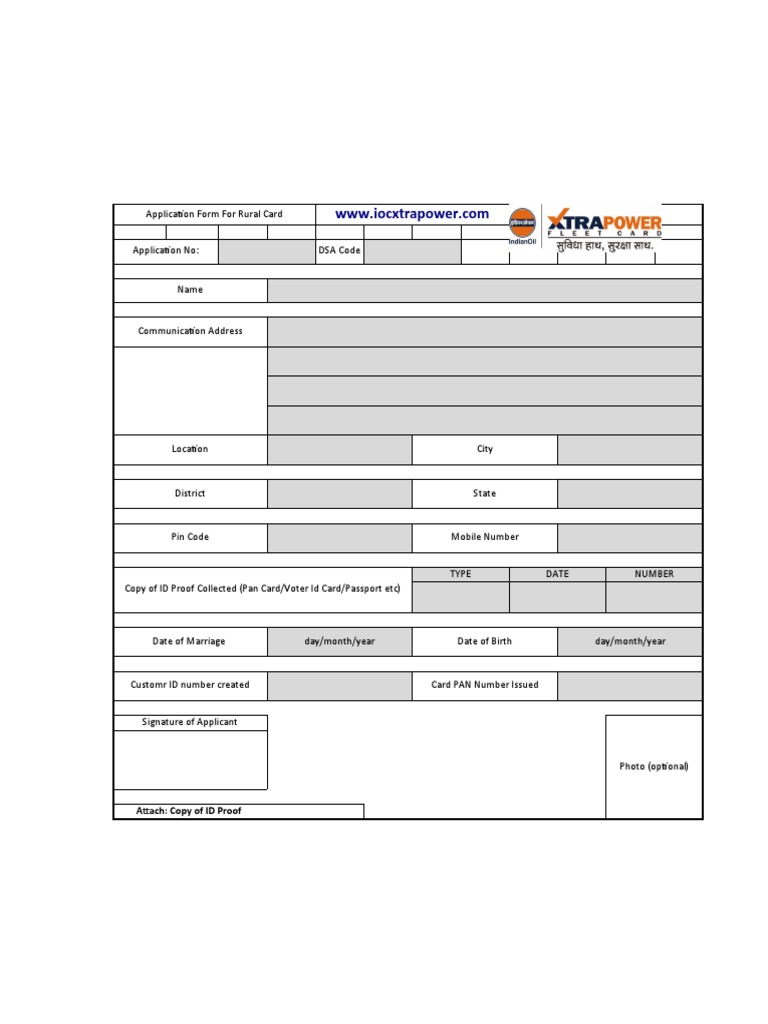 Rural Card Application Form | PDF