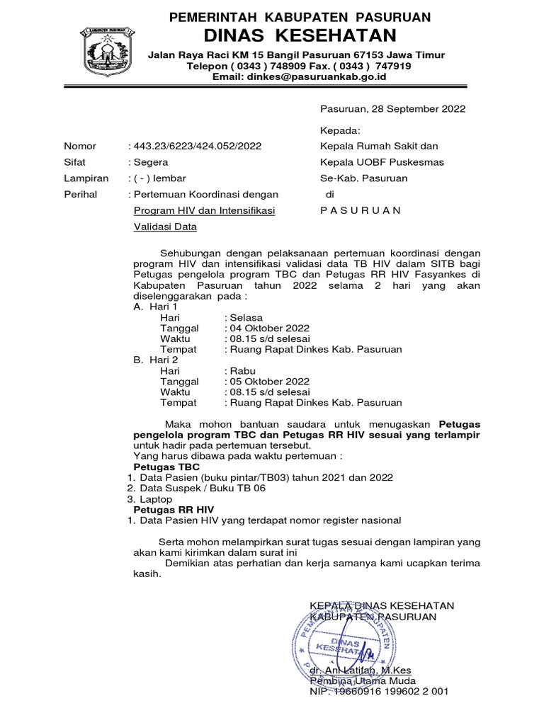 Koordinasi Validasi Data TBC-HIV | PDF