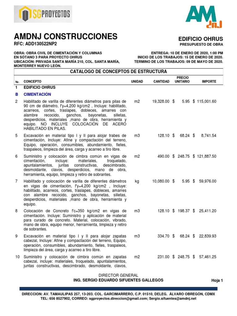 Catalogo de Conceptos de Estructura | PDF | Ingeniería de Edificación | Ingeniero civil