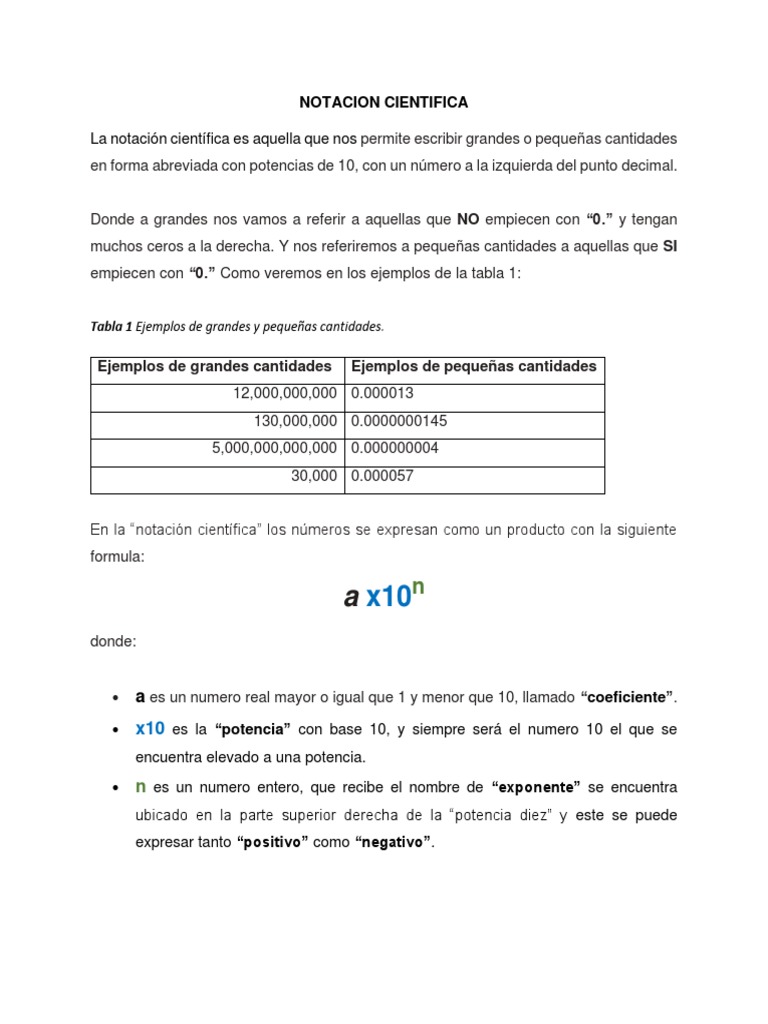 Guia de Estudio Notacion Cientifica | PDF | Exponenciación | Decimal