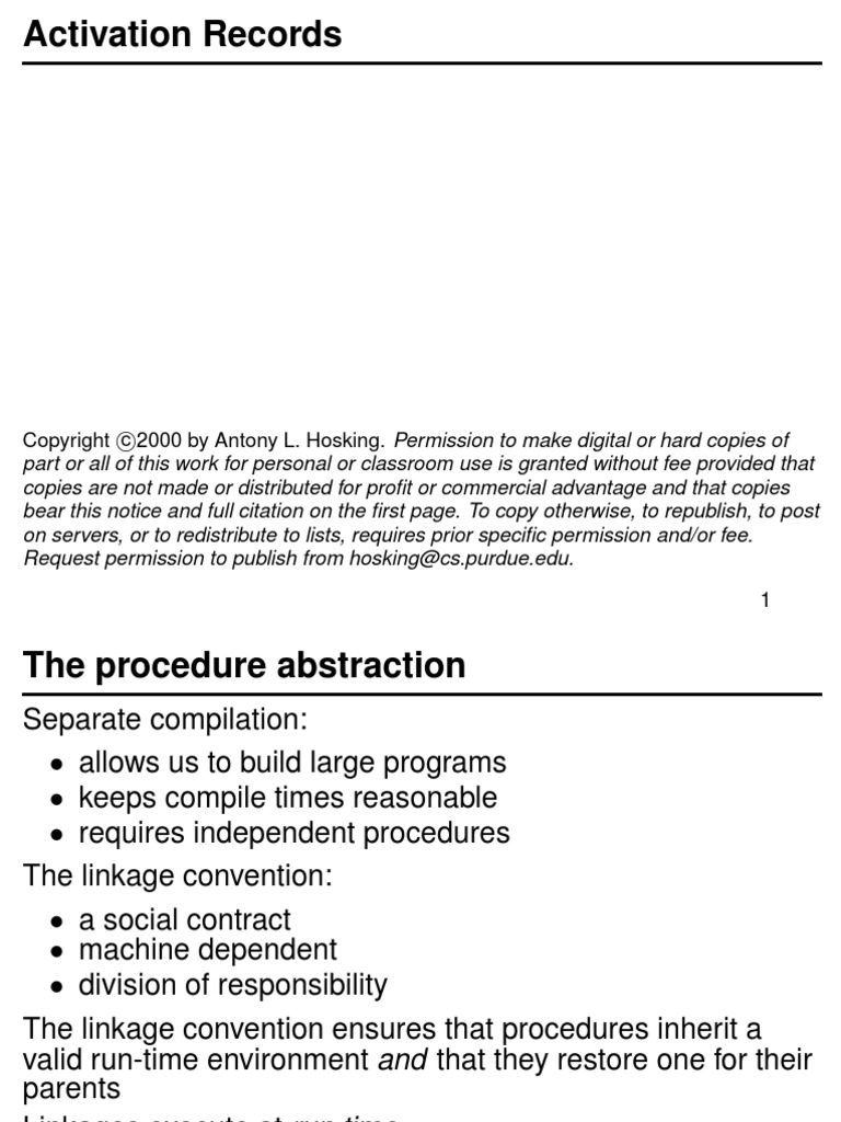 2000 By Antony L Hosking Permission To Make Digital Or Hard Copies Of Pdf Subroutine