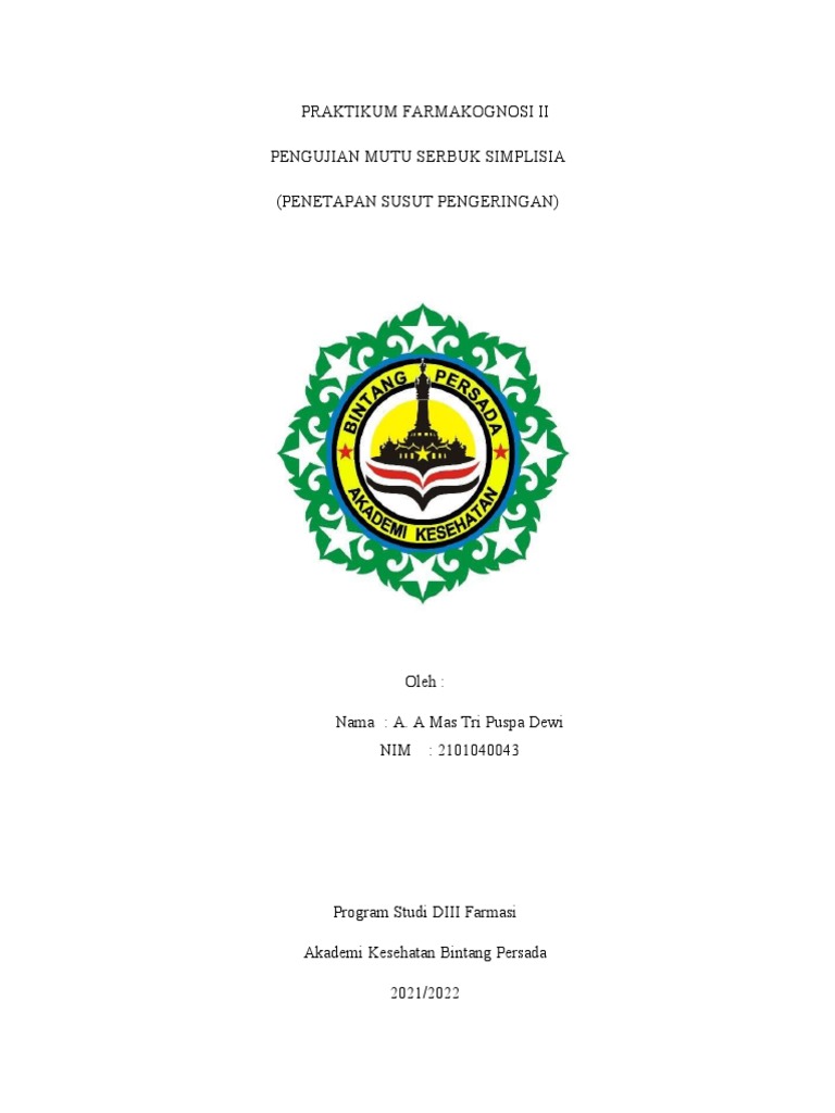 Perhitungan Susut Pengeringan Simplisia | PDF | Kesehatan Holistik