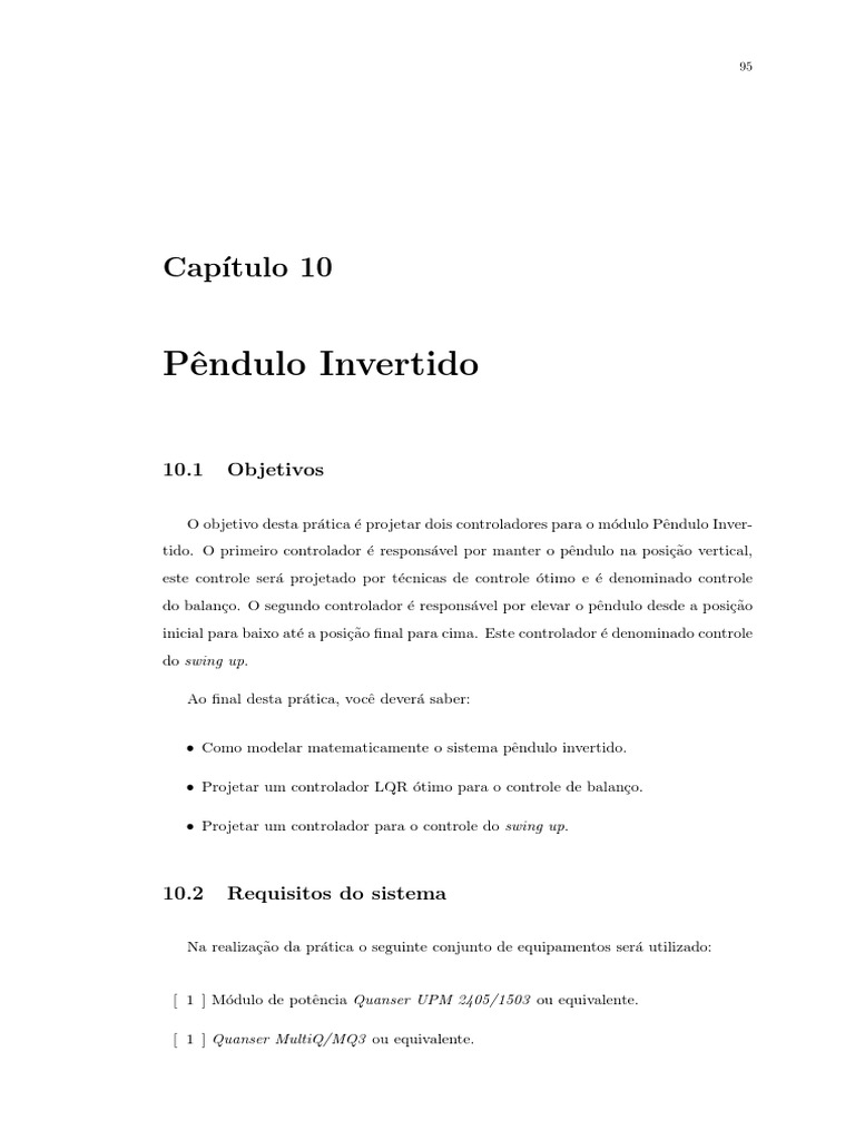Pendulo Invertido | PDF | Pêndulo | Sistema não linear
