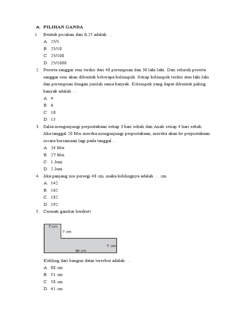 Soal Us Matematika | PDF | Metode & Bahan Ajar | Griya & Taman