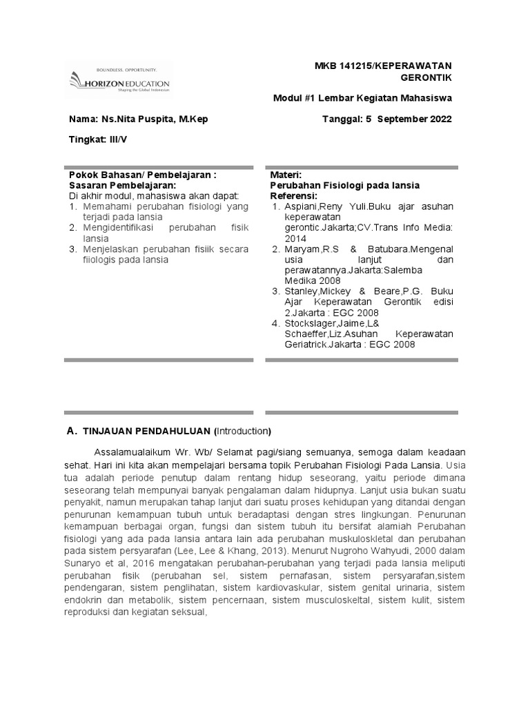 Modul Gerontik (Perub Fis) | PDF | Kajian Bahasa Asing | Sains & Matematika