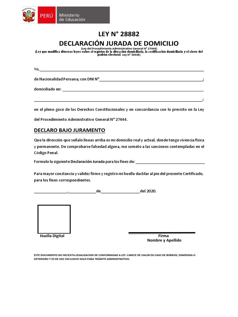Declaracion Jurada de Domicilio | PDF