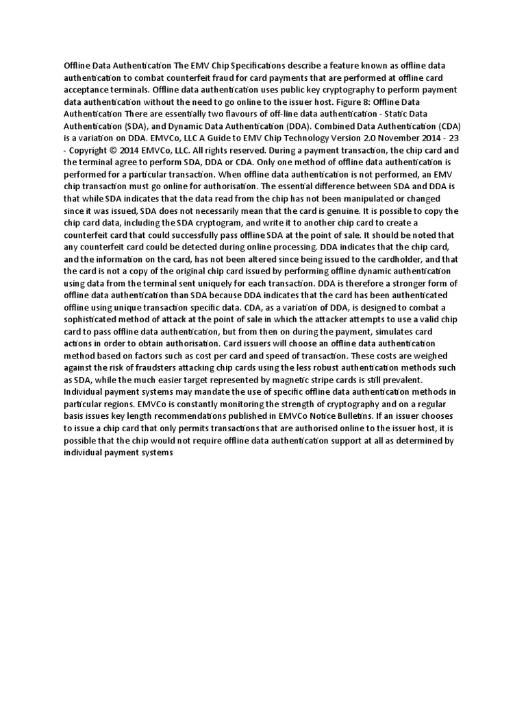 Offline Data Authentication The EMV Chip | PDF | Emv | Cyberwarfare Offline Data Authentication The EMV Chip | PDF | Emv | Cyberwarfare